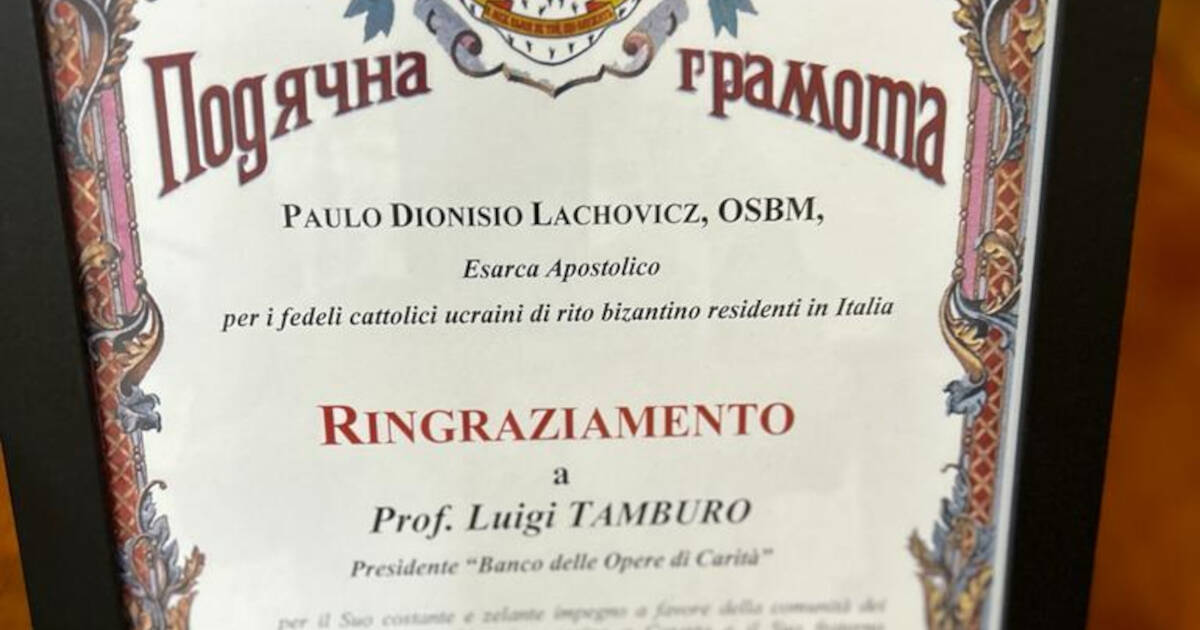 Encomio al prof. Tamburro (presidente del Banco delle opere di carità ...